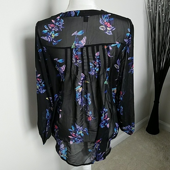 Tops | New Black And Floral Chiffon Top | Poshmark